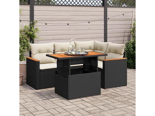 Click here for vidaXL 5 Piece Patio Sofa Set with Cushions Black... prices