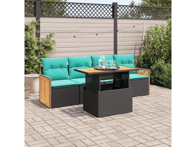 Click here for vidaXL 5 Piece Patio Sofa Set with Cushions Black... prices