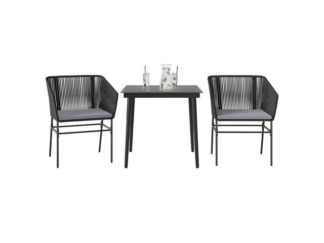 Click here for vidaXL Garden Dining Set Black Poly Rattan 31.5x31... prices