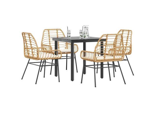Click here for vidaXL Garden Dining Set Brown Poly Rattan 4-seate... prices