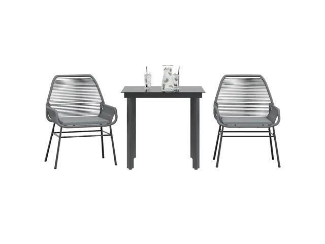 Click here for vidaXL Garden Dining Set Grey PE Rattan 2-seater U... prices