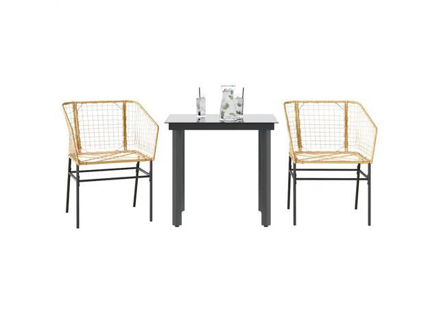 Click here for vidaXL 3 Piece Patio Dining Set Brown Poly Rattan... prices