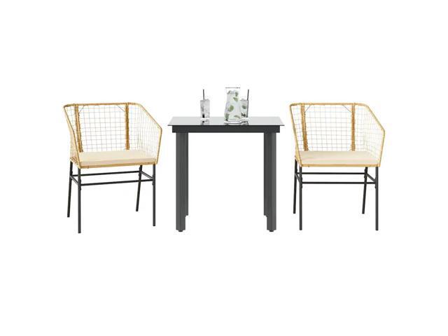 Click here for vidaXL Garden Dining Set Brown Poly Rattan 2-seate... prices