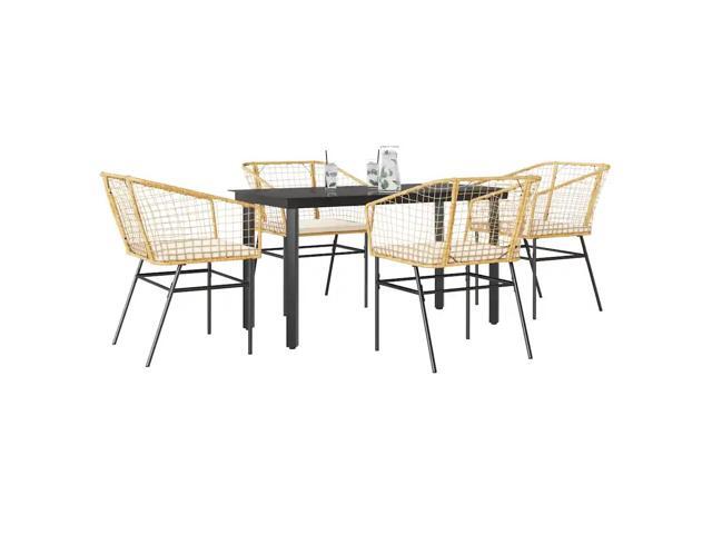 Click here for vidaXL Garden Dining Set Brown PE Rattan 5 Piece S... prices