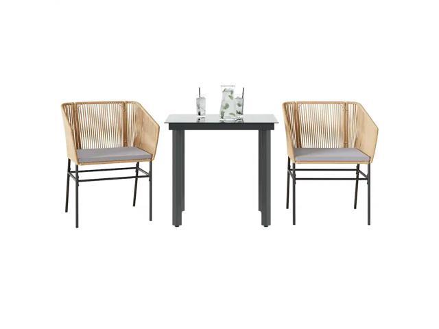 Click here for vidaXL Garden Dining Set Brown PE Rattan 3 Piece S... prices