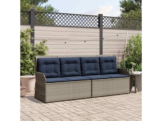 Click here for vidaXL Garden Bench with Cushion Grey and Navy Blu... prices