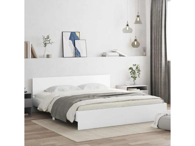 Click here for vidaXL Bed Frame with Headboard White 53.94 x 74.8... prices