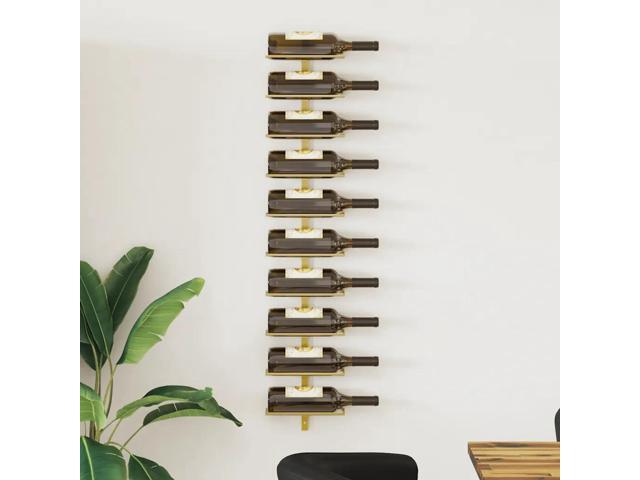 Click here for vidaXL Wall-mounted Wine Rack for 10 Bottles Gold... prices