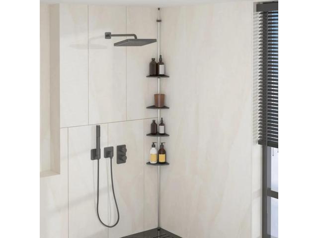 Click here for vidaXL Shower Corner Shelf Silver and Grey Aluminu... prices