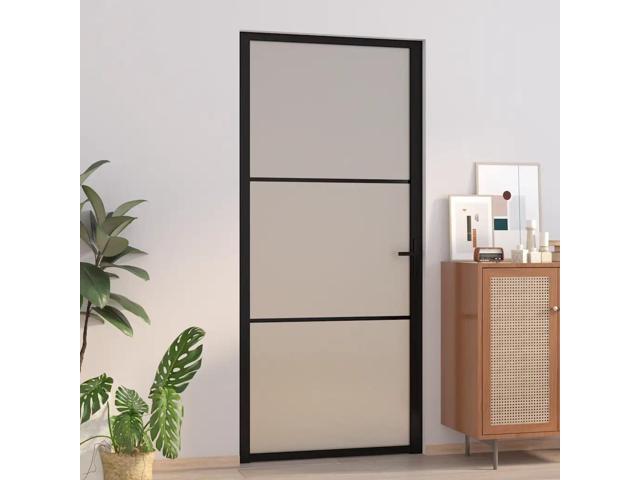 Click here for vidaXL Interior Door 36.6x79.3 Black Matt Glass an... prices