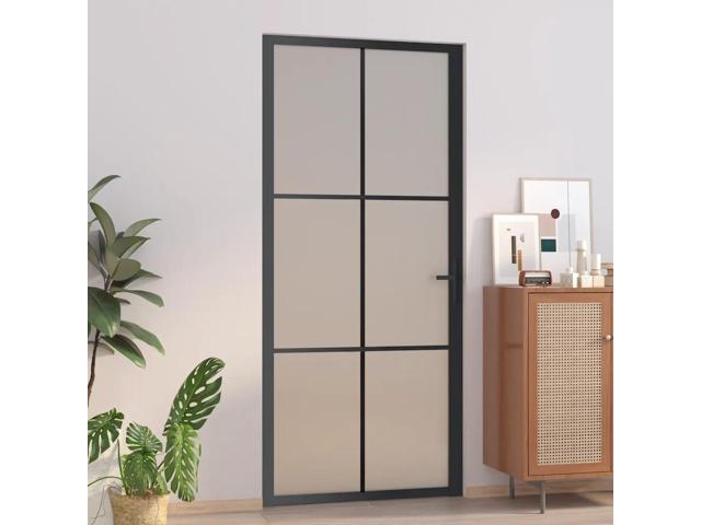 Click here for vidaXL Interior Door 36.6x79.3 Black Matt Glass an... prices