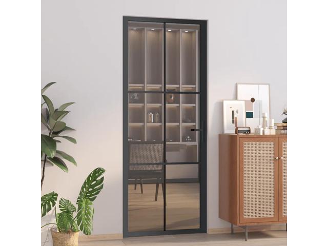 Click here for vidaXL Interior Door 32.7x79.3 Black ESG Glass and... prices