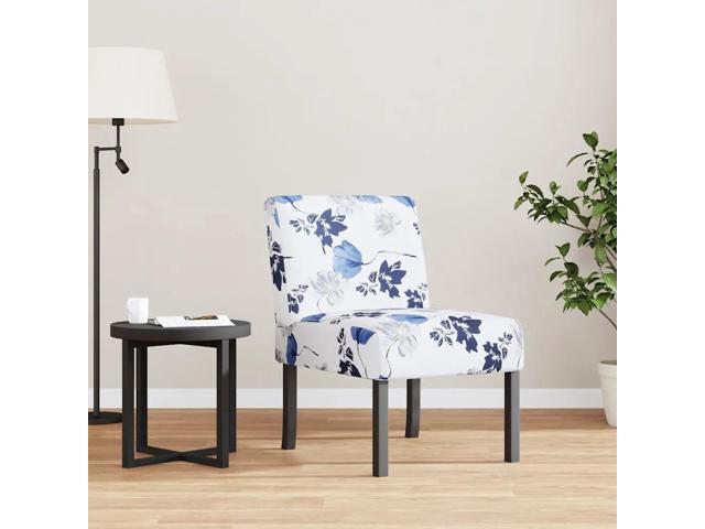Click here for vidaXL Slipper Chair Blue and White Polyester  Sol... prices