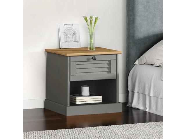 Click here for vidaXL Bedside Cabinet Grey Solid pine wood  engin... prices