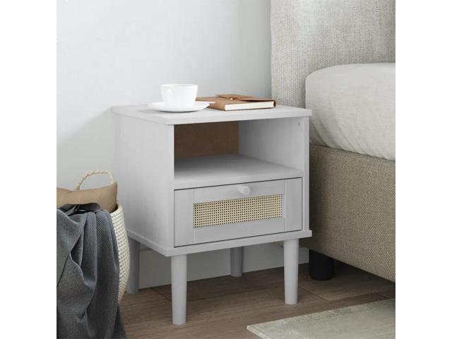 Click here for vidaXL Bedside Cabinet White Solid pine wood  engi... prices