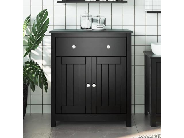 Click here for vidaXL Bathroom Cabinet Black Solid pine wood  eng... prices