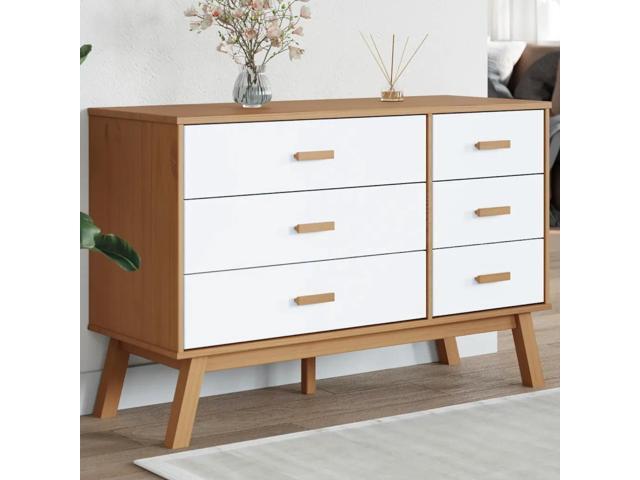 Click here for vidaXL Drawer Cabinet OLDEN White and Brown Solid... prices
