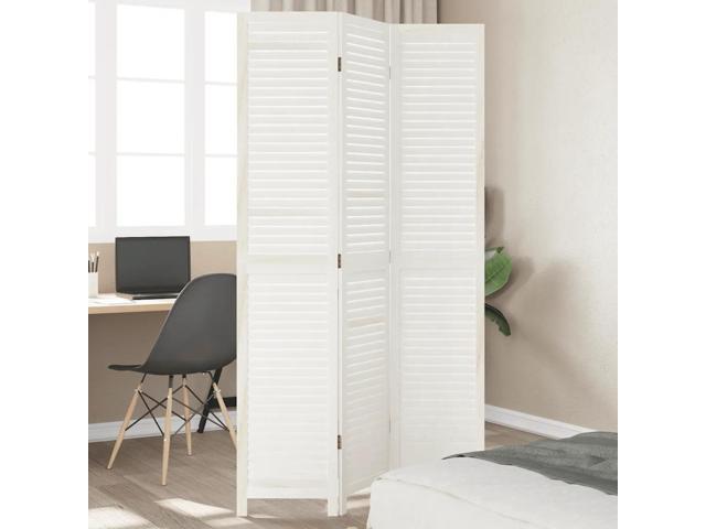 Click here for vidaXL Room Divider 3 Panels White Solid Wood Paul... prices