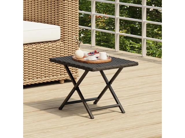 Click here for vidaXL Folding Table Black PE rattan  powder-coate... prices