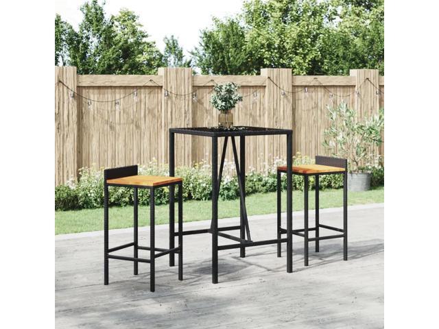Click here for vidaXL Bar Table With Glass Top Black Poly Rattan... prices