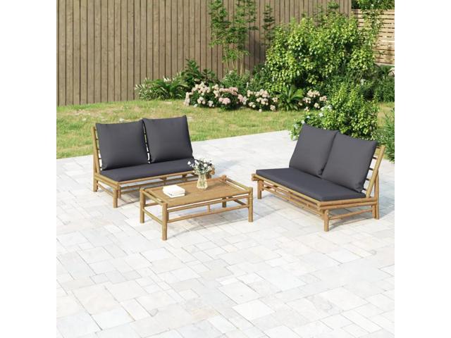 Click here for vidaXL Garden Lounge Set Dark grey  Natural Bamboo... prices