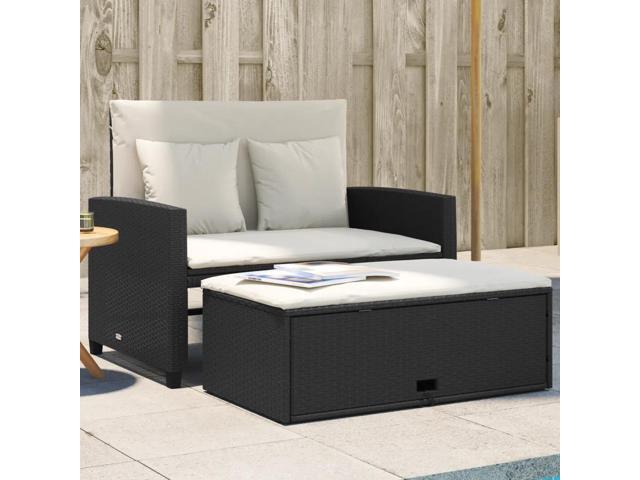 Click here for vidaXL Patio Sofa with Cushions 2-Seater Black Pol... prices