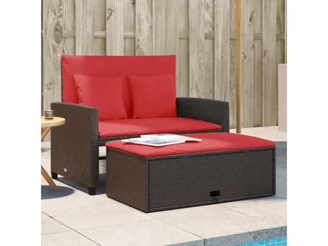 Click here for Patio Sofa Brown and Red Poly Rattan 2-Seater - Br... prices