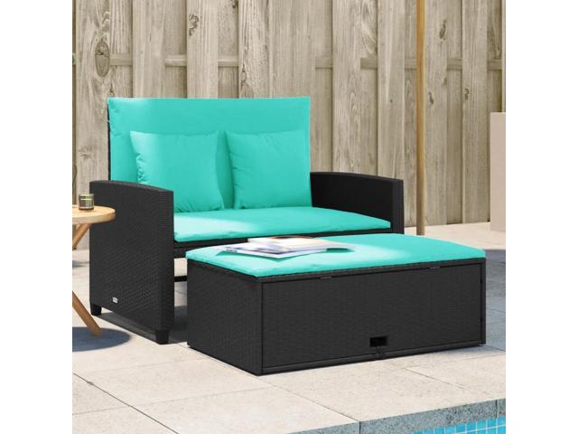 Click here for Patio Sofa Black Pe Rattan 2-Seater - Black prices