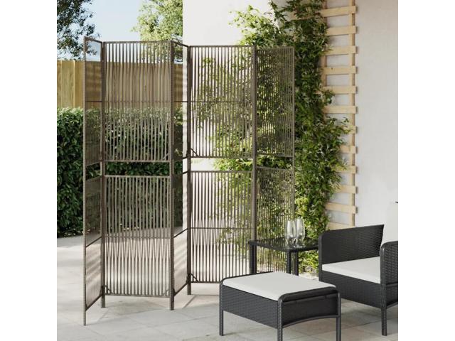 Click here for vidaXL Room Divider 6 Panels Gray Poly Rattan prices
