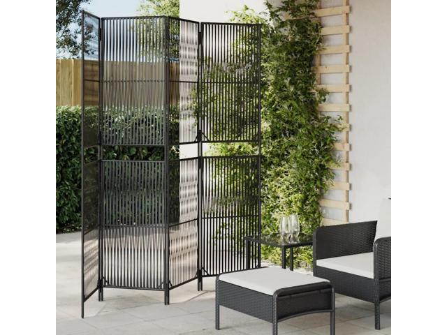 Click here for vidaXL Room Divider 4 Panels Black Poly Rattan prices
