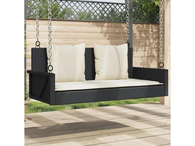 Click here for vidaXL Swing Bench Black PE rattan Medium UV-resis... prices