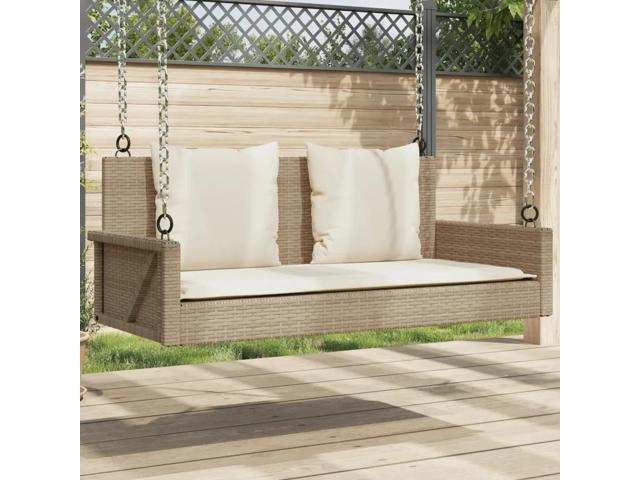Click here for vidaXL Swing Bench Beige PE Rattan  Powder-Coated... prices
