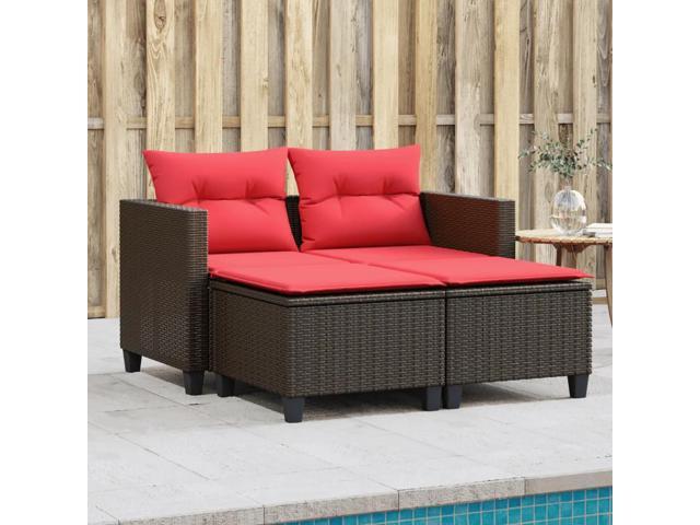 Click here for Garden Sofa Brown  Red Pe rattan  Steel  Polyester... prices