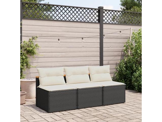 Click here for vidaXL Garden Sofa Black PE rattan Standard Modula... prices