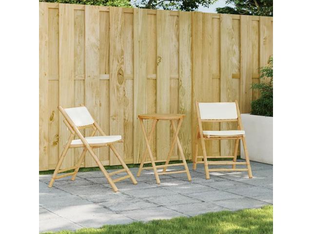 Click here for vidaXL Bistro Set Cream White Bamboo  Fabric (100... prices