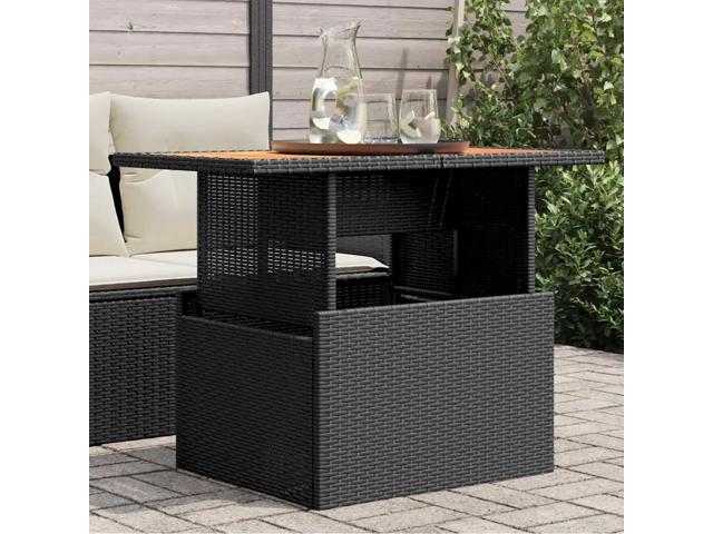Click here for vidaXL Garden Table Black PE rattan  powder-coated... prices