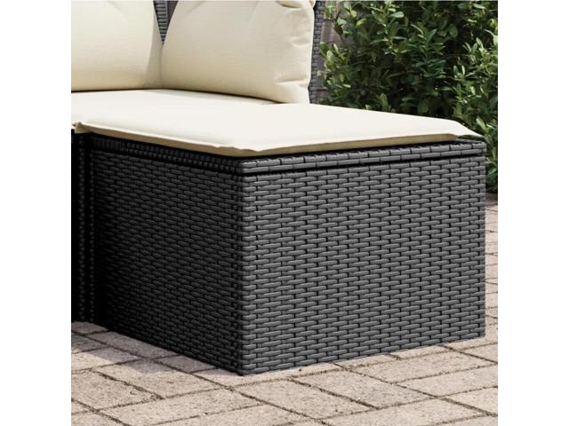 Click here for vidaXL Garden Stool Black and Cream Poly Rattan  P... prices