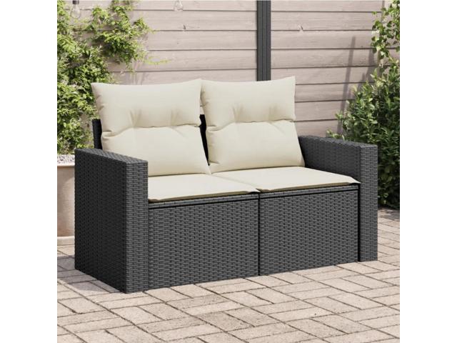 Click here for vidaXL Garden Sofa Black and Cream Pe Rattan 2-Sea... prices
