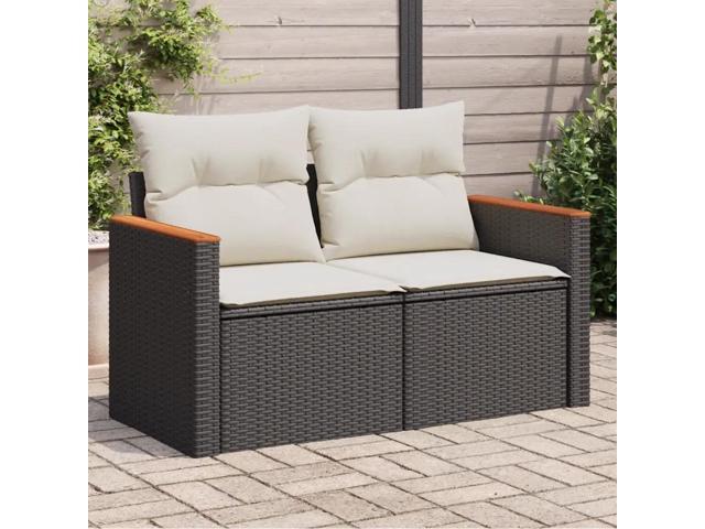 Click here for Garden Sofa Black Pe rattan  powder-coated steel... prices