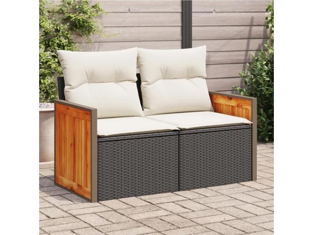 Click here for Garden Sofa Black Pe Rattan 2-Seater Modular Garde... prices