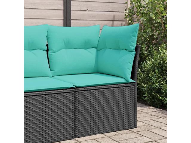 vidaXL Garden Sofa Black Pe Rattan Medium Modular Garden Sofa Square - Black