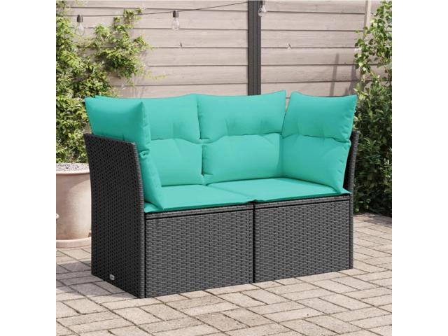 Click here for Garden Sofa Black  Blue Poly Rattan  Powder-Coated... prices