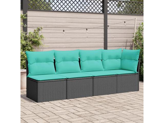 Click here for vidaXL Garden Sofa Black PE rattan 4-Seater Adjust... prices