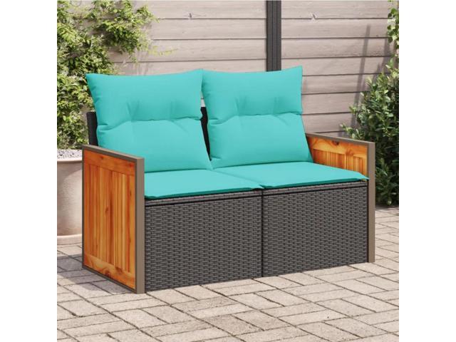 Click here for vidaXL Garden Sofa Black Poly Rattan 2-seater Modu... prices
