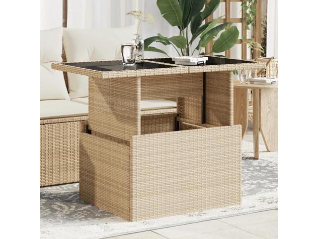 Click here for vidaXL Garden Table Beige PE Rattan  Powder-Coated... prices