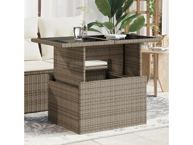 Click here for vidaXL Garden Table Grey PE rattan  powder-coated... prices