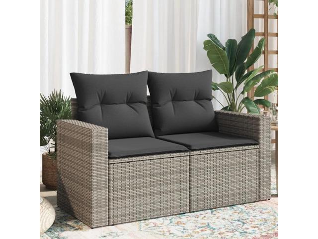 Click here for Garden Sofa Grey Pe rattan Medium Adjustable Feet... prices