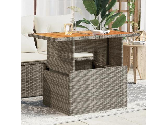 Click here for vidaXL Garden Table Grey PE rattan  powder-coated... prices