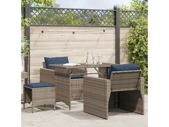 Click here for vidaXL Garden Sofa Set Grey sofa  Navy blue cushio... prices