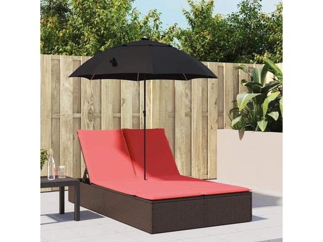 Click here for vidaXL Double Sun Lounger with Cushions & Parasol... prices